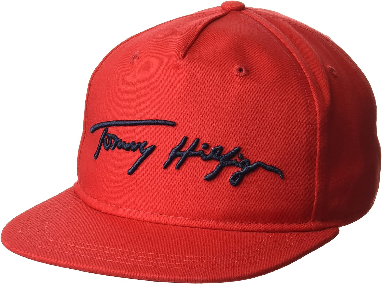 Tommy Hilfiger Men's Signature Flat Brim Baseball Cap - Apple Red W Na ...